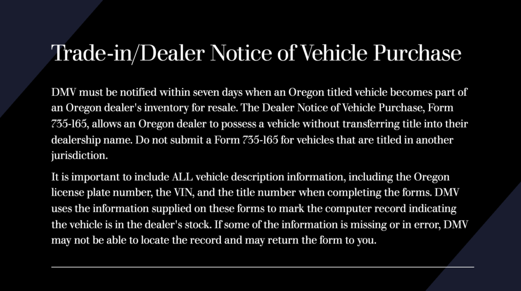 Resale Responsibilities of Dealers - Oregon Vehicle Dealer Association