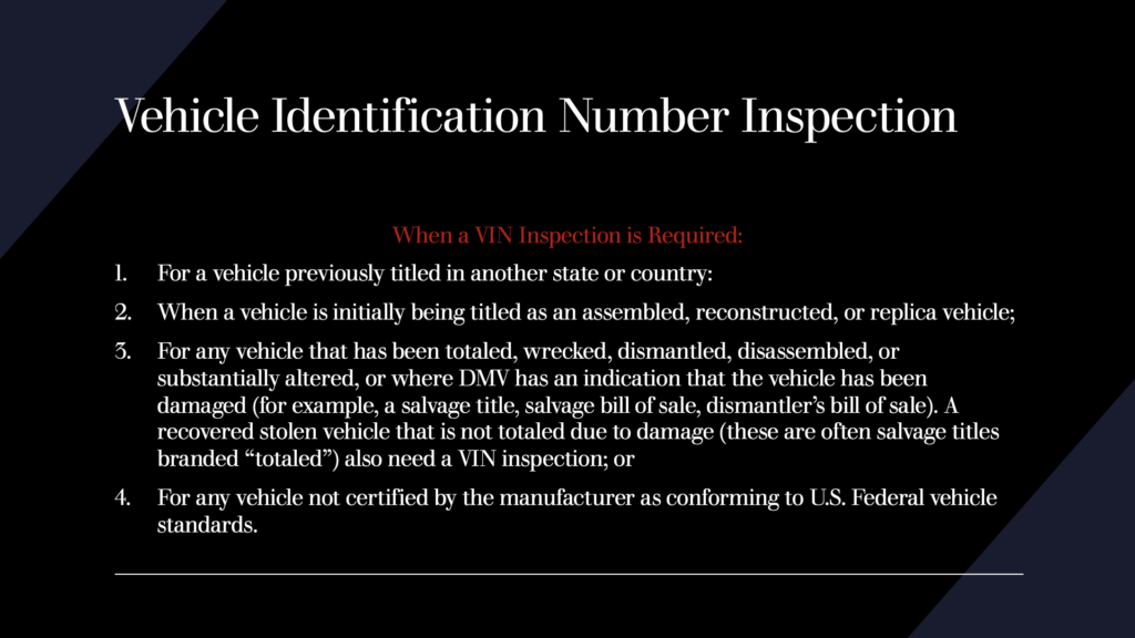 When the VIN inspection is Required - Oregon Vehicle Dealer Association
